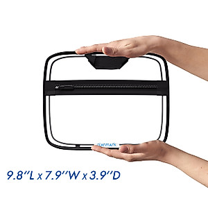 Clear Toiletry Bag - PVC Makeup Bag - Large Transparent Cosmetic Travel Case - See Through Packing Cube with Handle - Clear Bag with Zipper - Plastic Storage Pouch for Women