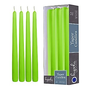 12 Pack Tall Taper Candles - 10 Inch Lime Dripless, Unscented Dinner Candle - Paraffin Wax with Cotton Wicks - 8 Hour Burn Time