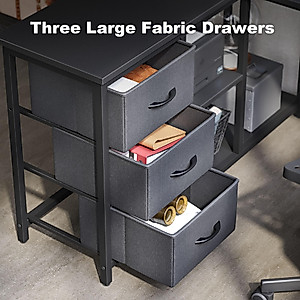 Treesland L Shaped Desk with Drawers, Computer Desk with Storage & Shelves, Corner Desk with Storage, Home Office Desks with Drawers, L Shape Desks with Storage, Black