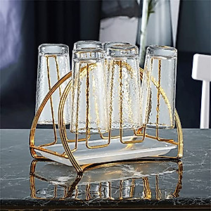 XWOZYDR Glass Water Cup Rack Wrought Iron Upside-Down Drain Mug Holder Stand Storage Organizer