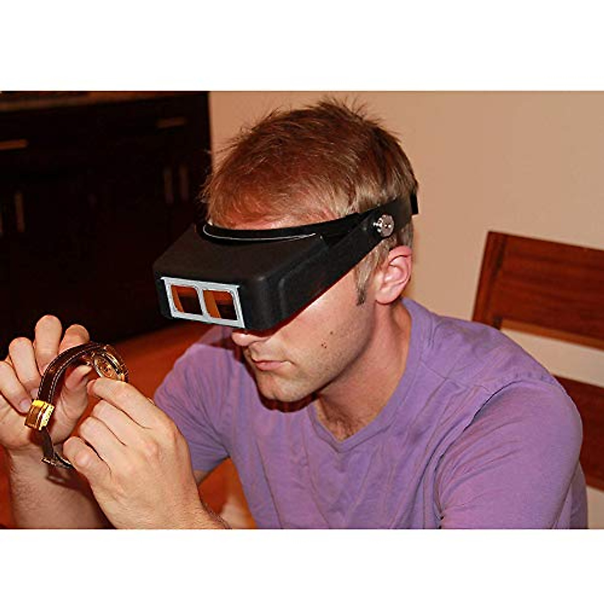 MagDepo Headband Magnifying Glass No Screw with 4 Replaceable Lenses & Cleaning Cloth Handsfree Magnifier Loupe Jewelry Visor for Work, Jewelry Making, Watch Repairing, and Craft