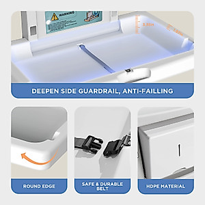 interhasa! Baby Changing Station, Commercial Wall Mounted Fold Down Baby Changing Station with Adjustable Safety Strap, Storage Box,Horizontal-X1001S