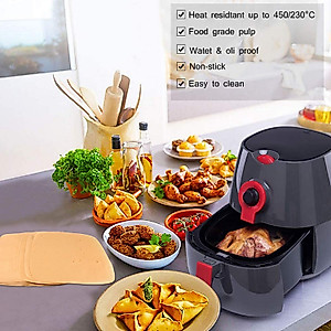 Air Fryer Parchment Paper Liners（11"×11"） Square 100Pcs Unbleached Compatible with XXXL Air Fryer,Perfect for 8.5QT/9.5QT/10QT Or Bigger Air Fryers (Brown)