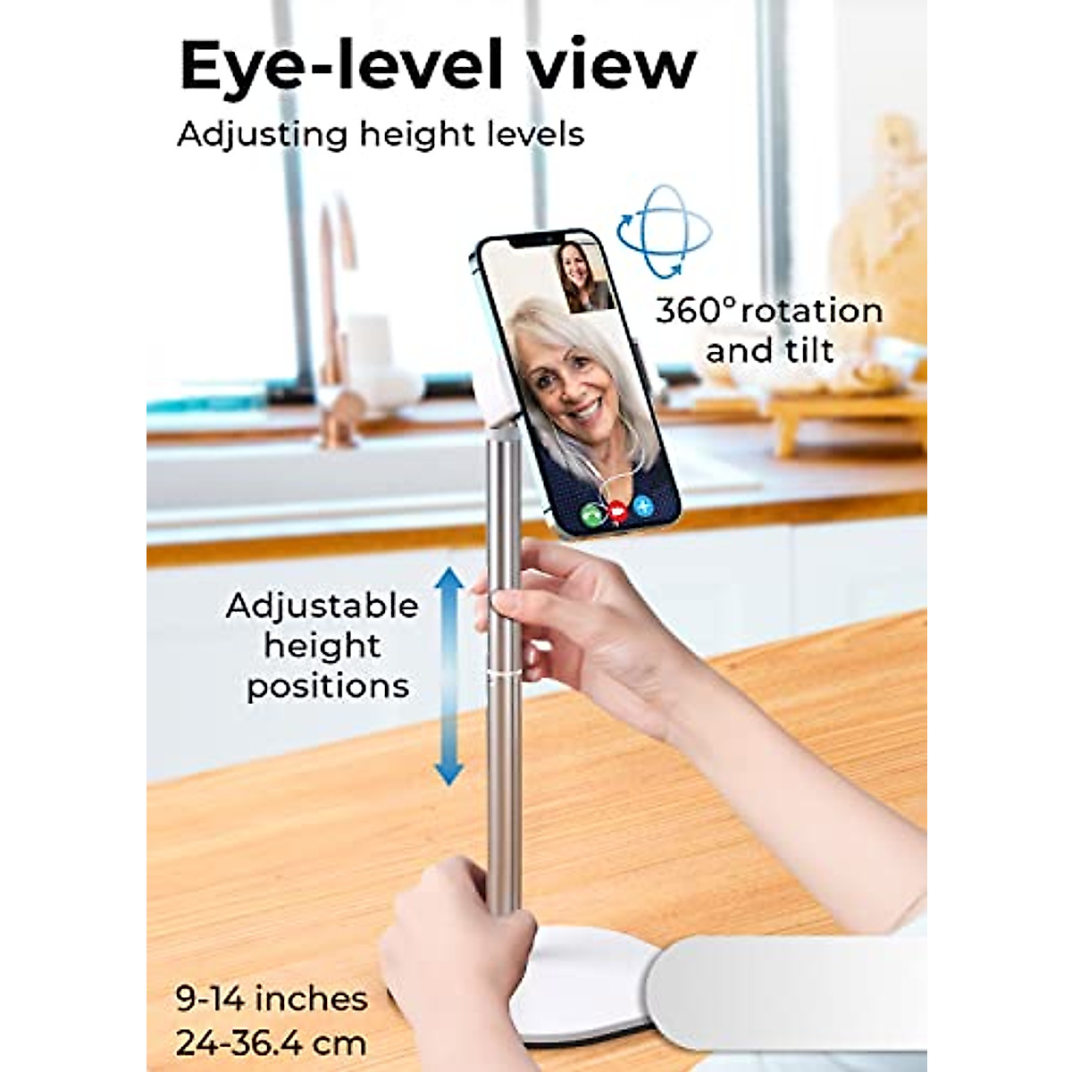 Cooper ChatStand, Height Adjustable Cell Phone Stand for Desk | Cell Phone Holder, Desk Phone Stand for Recording, iPhone Stand for Desk Accessories, iPhone Phone Holder Stand Office (Metallic Gray)