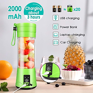 Portable Blender, Personal Blender Shakes and Smoothies, Mini Blender 2000mAh USB Rechargeable with Six Blades, Juicer Cup for Sports Travel and Outdoors