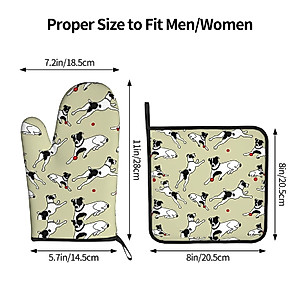 Best Jack Russell Terrier Oven Mitts and Pot Holders Sets Heat Waterproof Oven Gloves for Kitchen Baking Camping Grilling