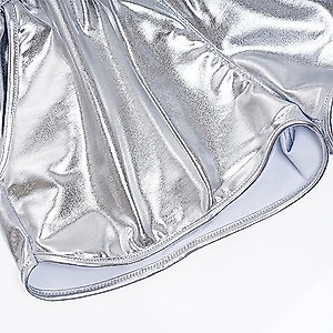 Bskifnn Metallic Shorts for Girls Sparkly Hot Dance Pants with Heart Shape Sunglasses (as1, Age, 6_Years, 7_Years, Sliver)