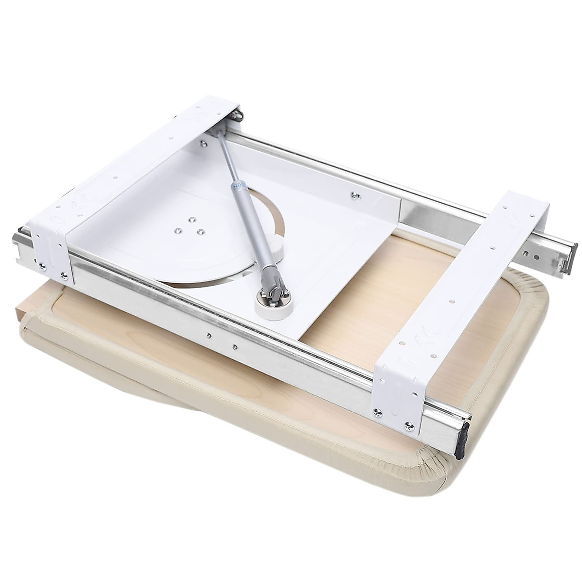 31.9" X 12.2" Closet Pull-Out Ironing Board, Buit-in Iron Board Mini Ironing Board Stow Away in The Cabinet | 180° Rotation for Small Spaces | with Cotton Ironing Board Cover | Beige