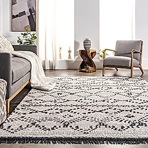 nuLOOM Jaycee Abstract Soft Shaggy Textured Fringe Area Rug, 7' 10" x 10', Beige