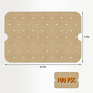 100 PCS Air Fryer Disposable Liner, Perforated Parchment Liner for Ninja FOODI XL SMART, Rectangle Non-Stick Bake Liners for Cuisinart, Breville, Black and Decker Air Fryer. ( 11.7 x7.7 In)