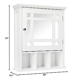 Topeakmart Wall Mount Medicine Cabinet with Mirror Door and Inner Adjustable Shelf for Bathroom Organization, White