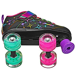 Roller Derby Sparkles Lighted Roller Skates Black/Rainbow Size 3
