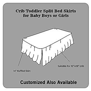 Crib Skirt Split Corners 100% Natural Cotton Crib Skirt Dust Ruffle 4 Sides Perfect Nursery Bedding for Baby Boy or Baby Girl, Fit All Standard Crib Dark Grey Solid - 28" x 52" 14" Drop