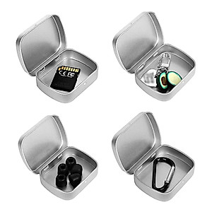 AKOAK 3 Pcs 2.4 x 1.7 x 0.6 Inches Rectangular Empty Hinged Tins Box Containers for First Aid Kit,Survival Kits,Storage,Herbs,Pills,Crafts and More (Silver)