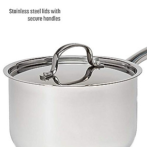 Goodful 12-Piece Classic Stainless Steel Cookware Set with Tri-Ply Base for Even Heating, Durable, Impact Bonded Pots and Pans, Dishwasher Safe Includes Non Stick Frying Pan, Chrome