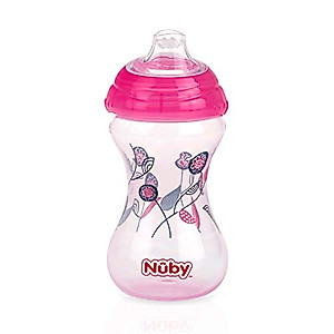 Nuby Polypropylene 3pk No Spill "Pinpoint" Soft Spout Clik-It, Girl, 10 Oz