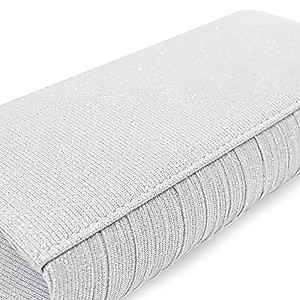 Premium Pleated Metallic Glitter Mesh Clutch Evening Bag Handbag, Silver