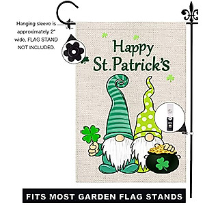 Mloabuc St. Patrick's Day Gnome Garden Flag Welcome Hat Lucky Yard Flag Farmhouse Double Sided Lattice Vertical Outdoor Decor 12 x 18 In