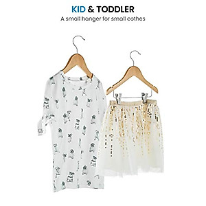 High-Grade Wooden Childrens/Kids Hangers with Clips (10 Pack) Smooth & Durable Wood Baby Hangers/Nursery Hangers - 12.5 Inch - 360° Hook & Cut Notches- Great Toddler Hanger for Dress Skirts Pants