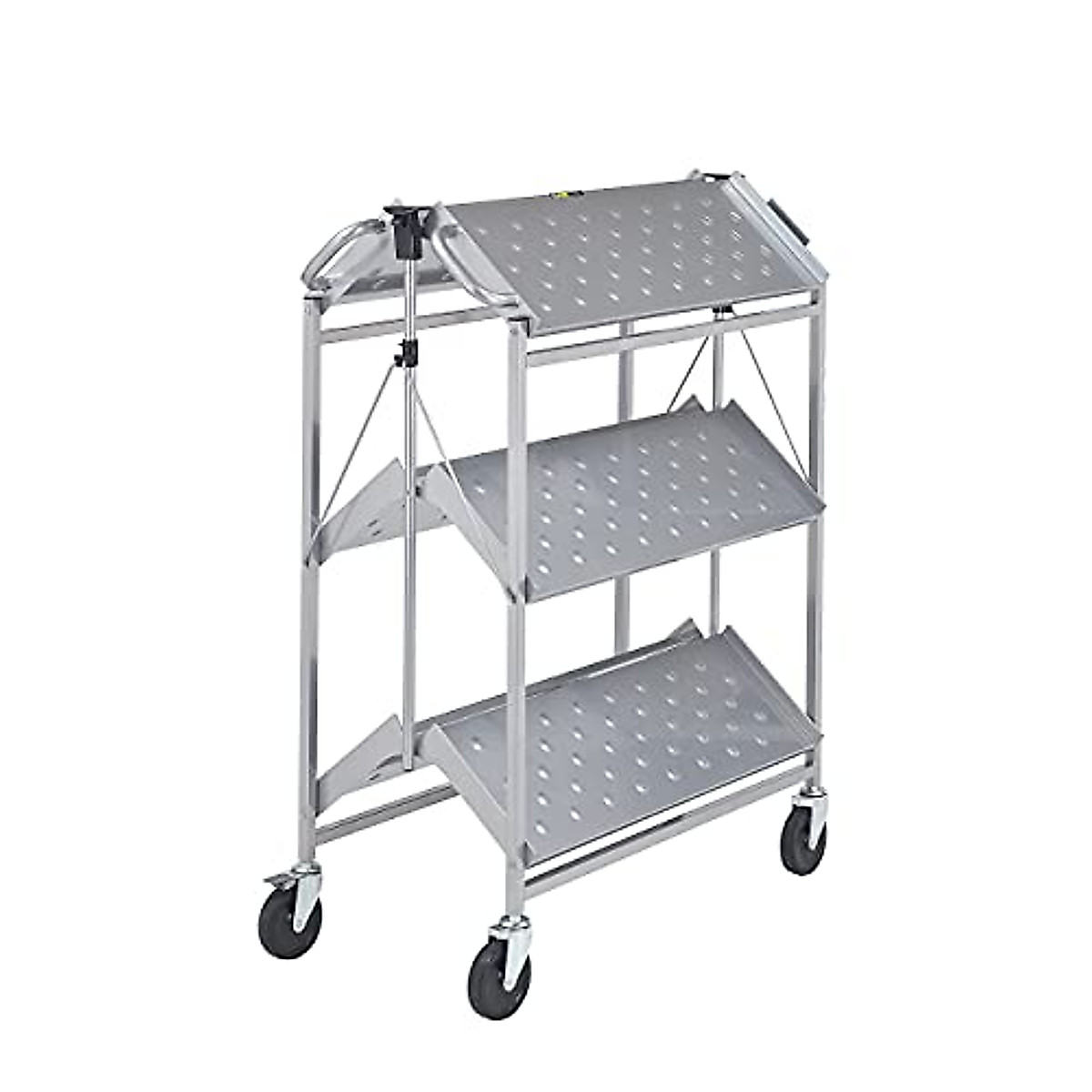 Master Grade 3 Tier Rolling Carts with Wheels, Thick Steel Utility Cart on Wheels, Storage Cart on Wheels (Grey)