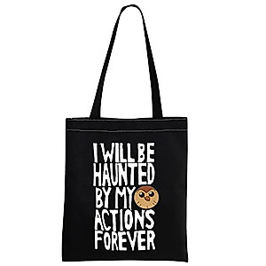 The Owl House Inspired Hooty Tote Bag I Will Be Haunted By My Actions Forever The Owl House Hooty Fan Gift (Black)