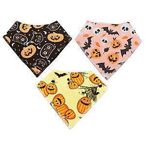 LNGLAT 3-Pack Baby Bandana Drool Bibs for Boys and Girls with Adjustable Snaps, Organic Cotton Soft and Absorbent Toddler Baby Halloween Bibs for Drooling and Teething (color 3)