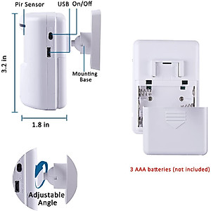 BESTOONE Motion Sensor Alarm, Long Range Wireless Driveway Alarm, Indoor Home Security System Electric Doorbells, 4 Motion Detector and 2 Alarm, 38 Chime Tunes, LED Indicator