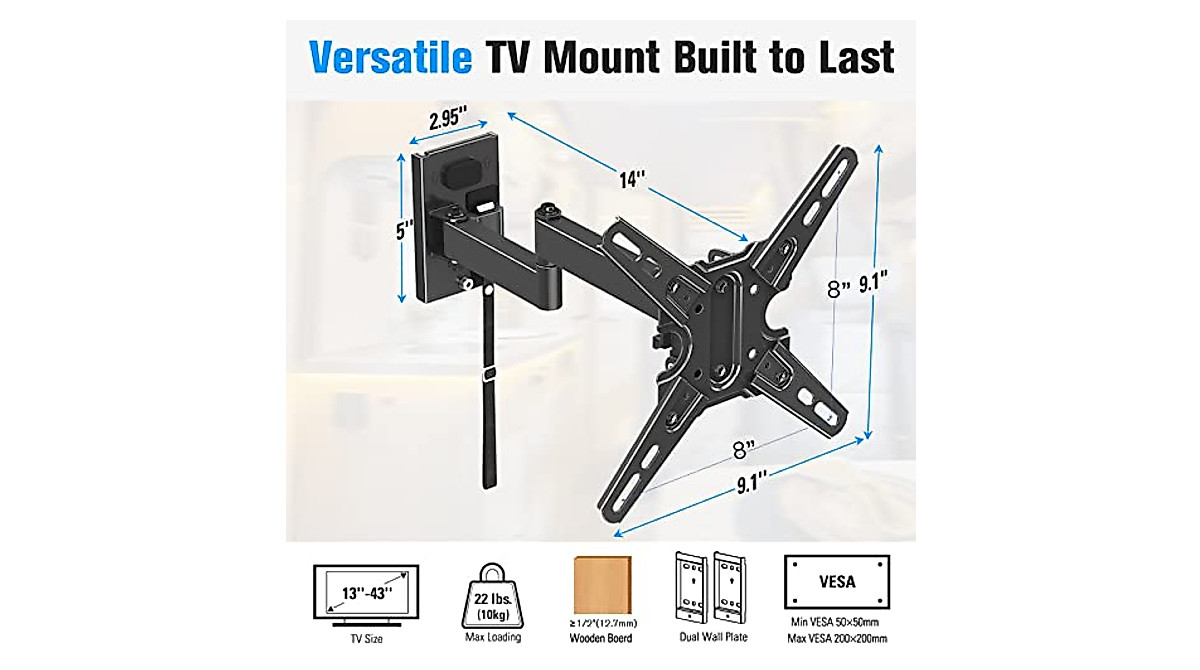 Mounting Dream Lockable RV TV Mount for 13-43 inch TVs | Full Motion