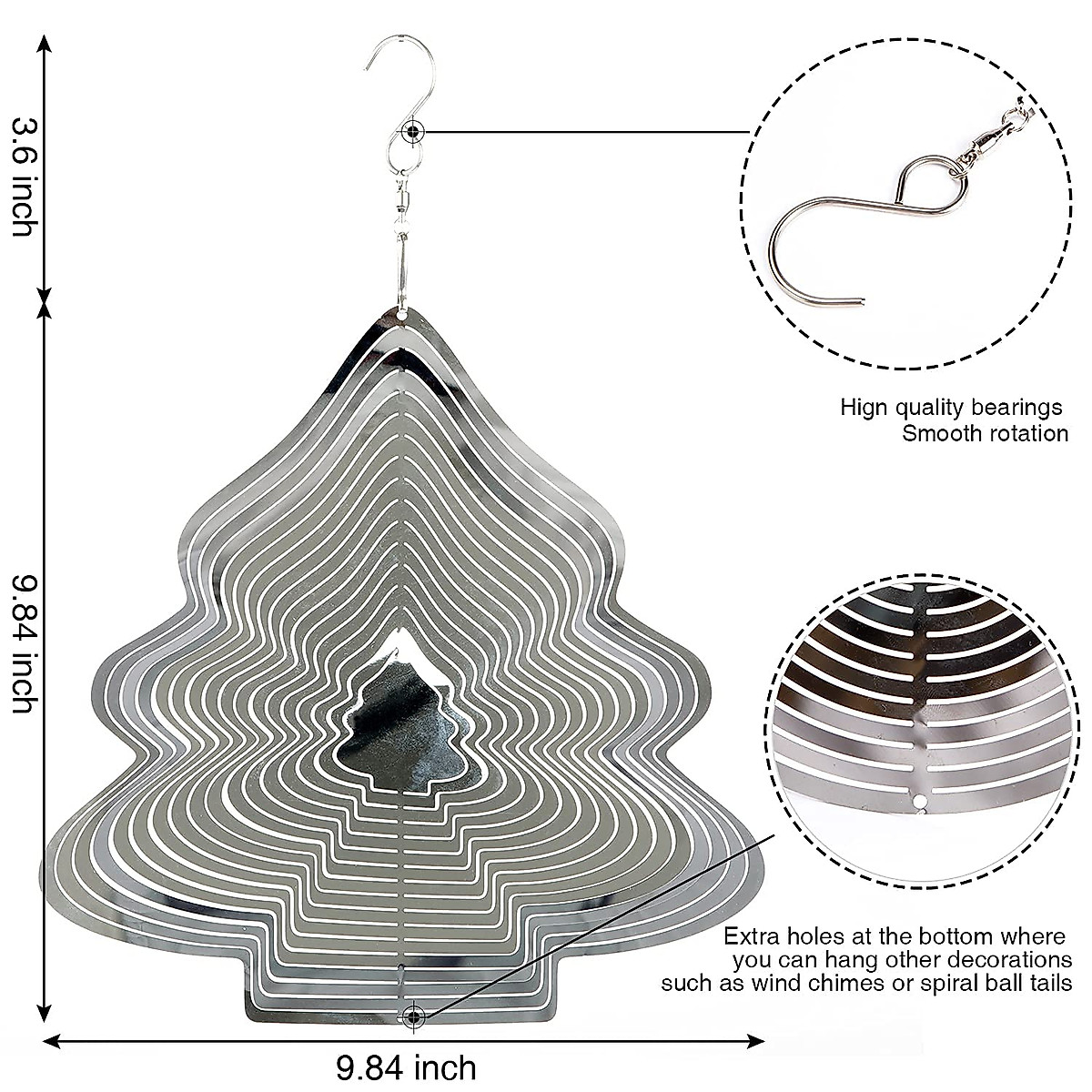 Blueyets Wind Spinner Hanging Outdoor Garden Sculpture & Statues Sun Catcher Reflect Light for Home 3D Metal Crafts Ornaments Decoration Kinetic Art Outside Decor Gift Ideas for Women, Tree Shape