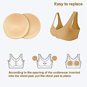 TopBine Round Yoga Bra pad Sports Bra Inserts Pads (C/D Beige)