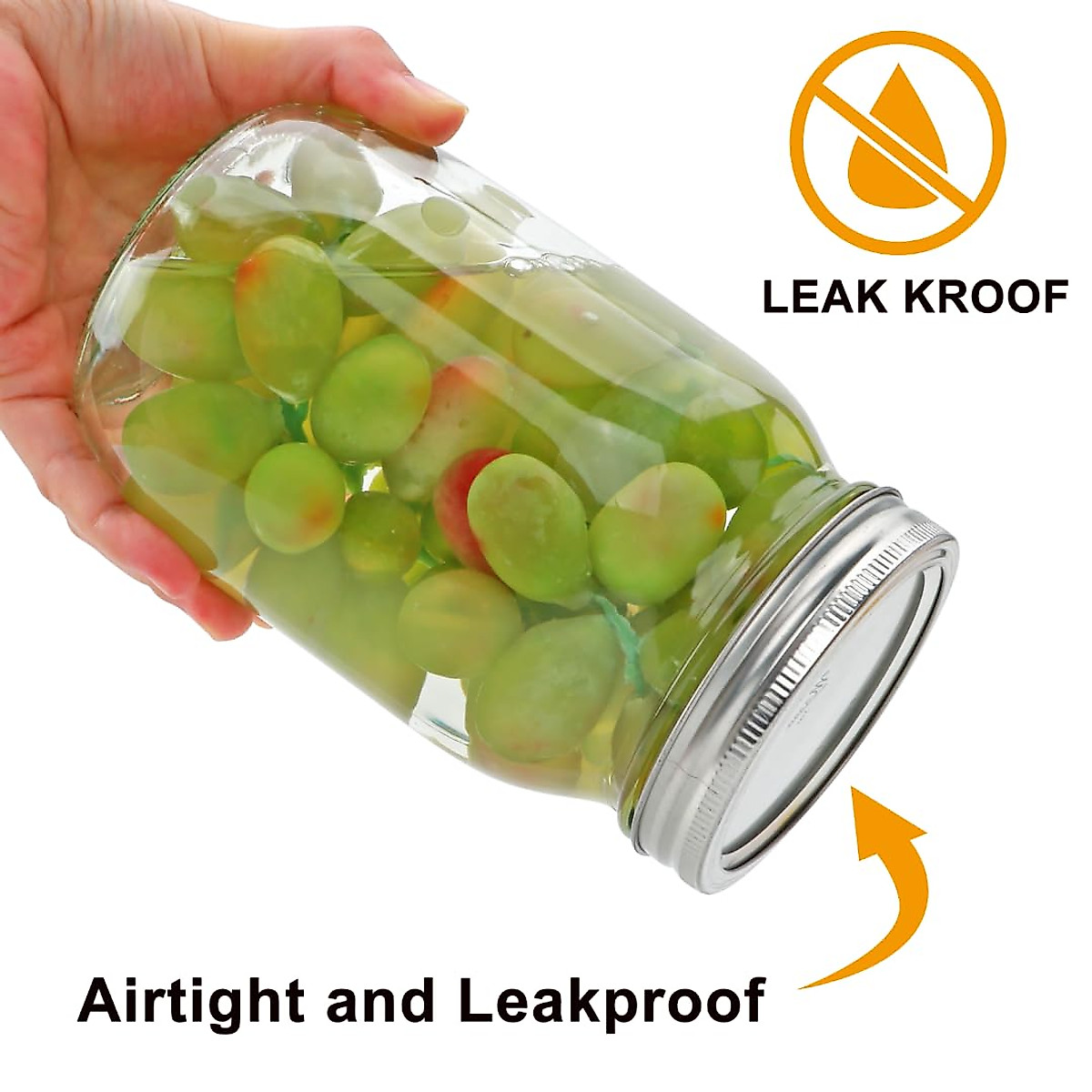 Woaiwo-q Wide Mouth Mason Jars Set, 32oz Clear Glass Jars 4-Pack for Storage, Overnight Oats, Snacks, Jam or Jelly,Canning,Fermenting,Pickling,DIY Projects…