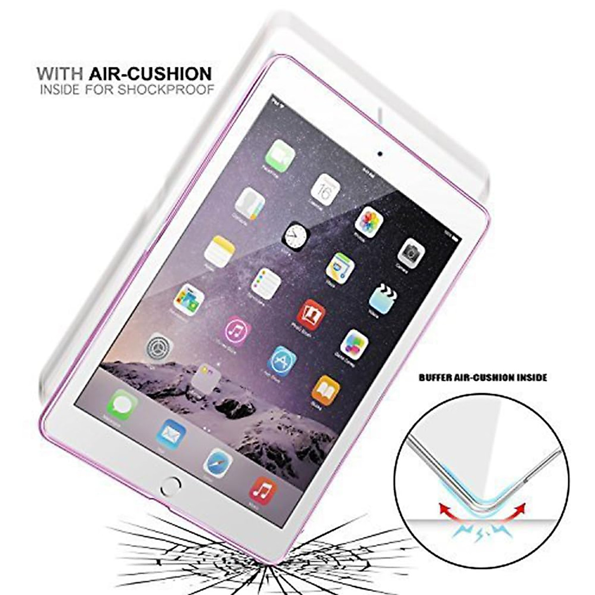 Asgens Case for iPad 9.7'' 5th/6th Generation 2017/2018, Transparent Slim Silicon Soft TPU Tablet Computer Case [Shock Absorption] for Apple New iPad 9.7 inch Models A1822/A1823/A1893/A1954