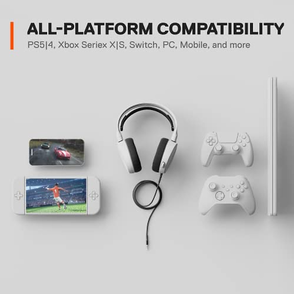 SteelSeries Arctis 3 Console - Stereo Wired Gaming Headset for PlayStation 5 / 4, Xbox Series X|S, Nintendo Switch, VR, Android and iOS - White