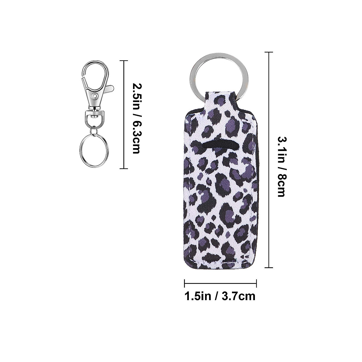 10 Pieces Cow Print Lipstick Holder Lipstick Holder Keychain Sleeve Lipstick Pouch Lip Balm Holder Sleeve with 10 Metal Key Chains to hold Travel Daily Accessories, Leopard Style