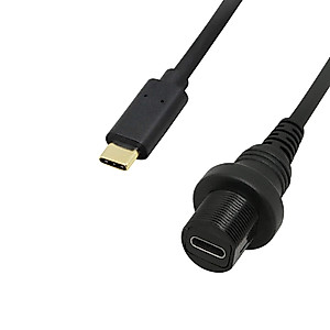 CERRXIAN 30cm Gold Plated USB Type C 3.1 Mount Extension Dash Flush Cable for Car, Boat, Motorcycle, Truck Dashboard (USB-C 3.1)