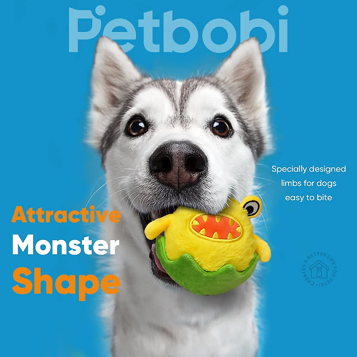 Petbobi Interactive Dog Toys Monster Active Ball for Dogs with Batteries, Self Moving Balls and Plush Cover for Small & Medium Dogs to Chase, Dog Toy Squeaky Crazy Bouncer Ball, Egg Breaker Bobby