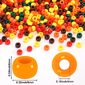 UPINS 1200Pcs Fall Pony Beads, Autumn Thanksgiving Pony Beads for Hair Beads DIY Crafts Thanksgiving Autumn Party Decoration Supplies