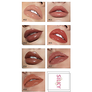 MAEPEOR Shiny Glossy Lipgloss Set 8PCS Non-Sticky Moisturizing Lip Gloss Long-lasting High Shine & Shimmer Liquid Lipstick for Girls and Women (Shiny Glossy, 8PCS-A)