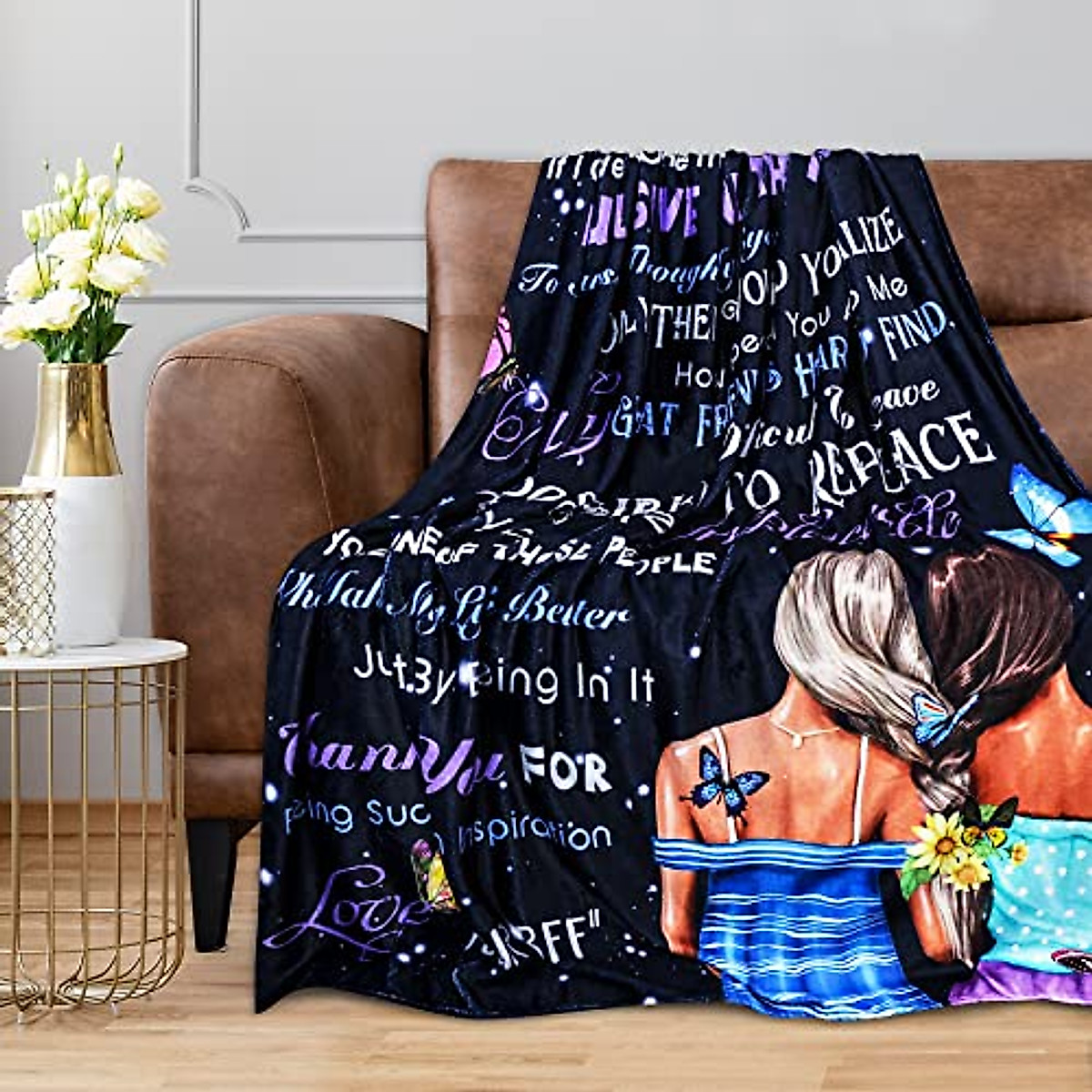 Funny Best Friend Throw Blanket 50" x 60"- Ultra Soft Sister Blankets for Women Bestie Blanket Friendship Blanket Birthday Gifts for Women 50x60 Inches