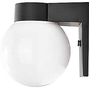 Nuvo Lighting SF77/140 Utility Fixture Die Cast Aluminum Durable Outdoor Wall Mount Porch and Patio Light with White Glass Globe, Black