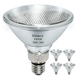 Vinaco PAR38 Flood Light，4 Pack PAR38 Halogen Flood Light Dimmable 70W 120V， High Brightness 800LM, PAR38 Bulb with E26 Base,2800K Warm White Ideal for Indoor/Outdoor