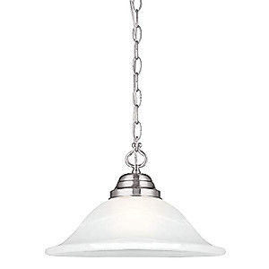 Design House 517565 Millbridge Traditional 1-Light Indoor Hanging Swag Light with Alabaster Glass Shade for Living Dining Room Bar Area, Satin Nickel Finish