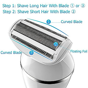MHSY Electric Razor for Women, 3 in 1 Womens Shaver for Pubic Hair, Wet Dry Hair Removal Cordless Bikini Trimmer for Legs Underarms and Bikini Line Painless USB Rechargeable Lady Body Shaver