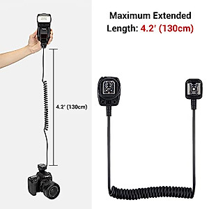 Flash TTL Cord JJC Off-Camera Flash Hot Shoe Cord for Canon R5 R6 RP R T8i T7 T7i T6 T6i T6s T5 T5i SL3 SL2 90D 80D 77D 6D Mark II 5D Mark IV M50 M6,etc Replaces Canon OC-E3 Cord -1.3m