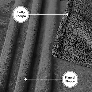 PetAmi Dog Blanket for Medium Large Dogs, Pet Bed Blanket Cat Puppy Kitten, Fleece Furniture Couch Cover Protector Sofa Car, Soft Sherpa Dog Throw Plush Reversible Washable, 40x60 Solid Dark Gray