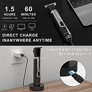 SURKER Body Trimmer Mens Electric Back Shaver Body Grooming kit Facial,Arm,Chin Beard Trimmer Cordless Hair Clipper with Adjustable Extension Handel Waterproof