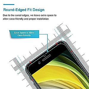 HATOSHI 3 Pack Screen Protector Designed for iPhone SE 2022 (3rd Gen), iPhone SE 2020 (2nd Gen), iPhone 8/7/6, 4.7-inch 9H HD Tempered Glass Film, Easy Installation Alignment Tray Case Friendly