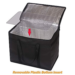 4 Pack XL Insulated Reusable Grocery Bags with Sturdy Zipper Reinforced Bottom & Handles, Foldable Washable Heavy Duty Cooler Totes for Hot or Cold Food Delivery, Groceries, Travel, Shopping