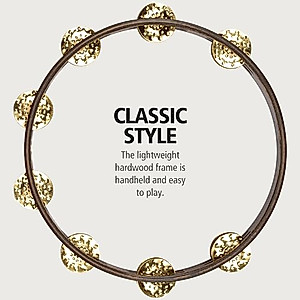 Meinl Percussion TA2V-WB 10-Inch Vintage Wood Tambourine with Double Row Hammered Brass Jingles