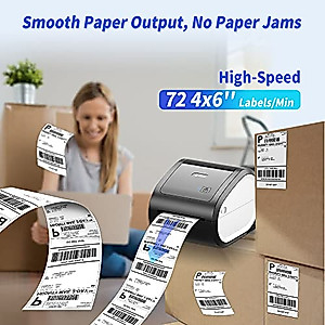Phomemo D520 Label Printer with 1 Circle Label Roll, Shipping Thermal Printer D520 4x6 Label Printer for Barcode, Mailing, Address Labels, Postage